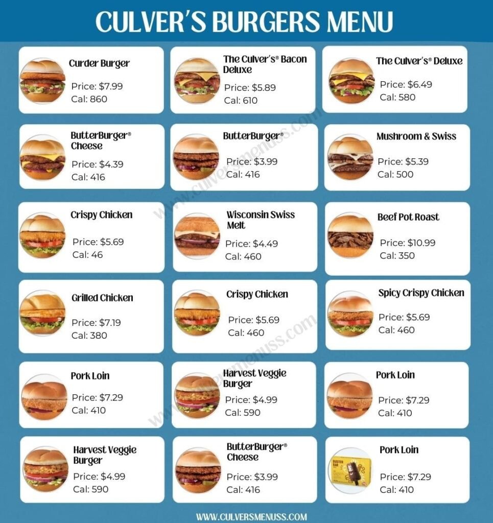 Culver’s Burgers Menu [ Updated 2025 ]